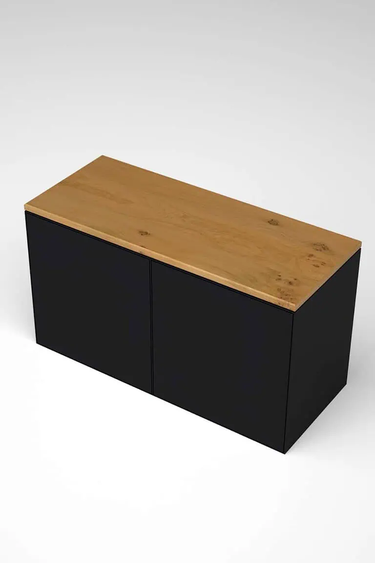 Sitzbank Schwarz Eiche mit Stauraum - Modern (2 Schubladen)